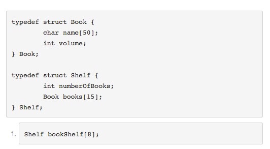 Solved typedef struct Book char name [ 501; int volume; ) | Chegg.com