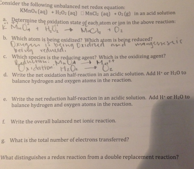 Solved Consider the following unbalanced net redox equation: | Chegg.com