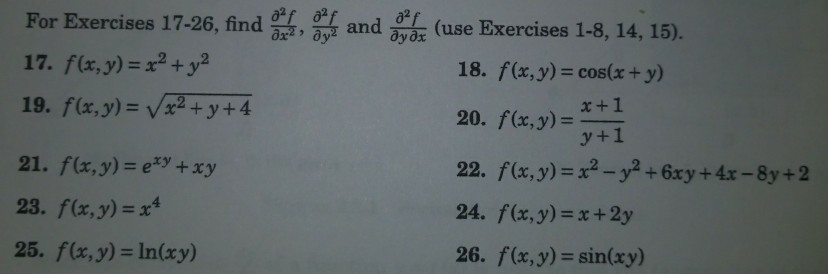 Solved For Exercises 17-26, find 17, f(x, y) = x2 + y2 19. | Chegg.com