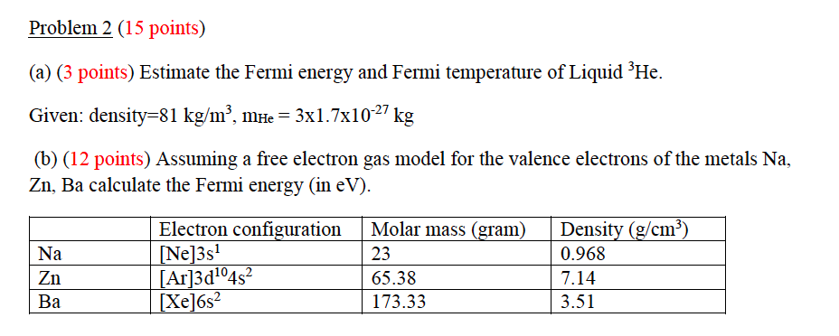 Solved Estimate the Fermi energy and Fermi temperature of | Chegg.com