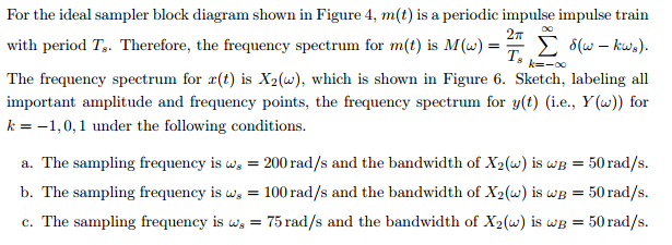 Solved For the ideal sampler block diagram shown in Figure | Chegg.com