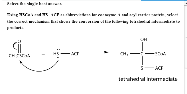 Solved Select the single best answer. Using HSCoA and HS-ACP | Chegg.com
