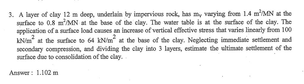 Solved A layer of clay 12 m deep, underlain by impervious | Chegg.com