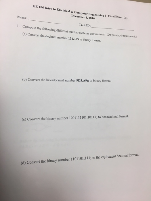 Solved Compute the following different number systems | Chegg.com