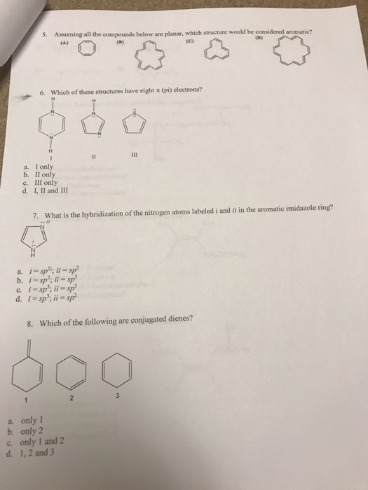 Solved Assuming all the compounds below are planar, which | Chegg.com