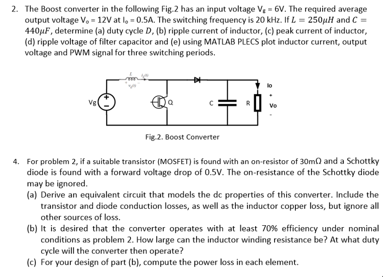 Solved The Boost converter in the following Fig.2 has an | Chegg.com
