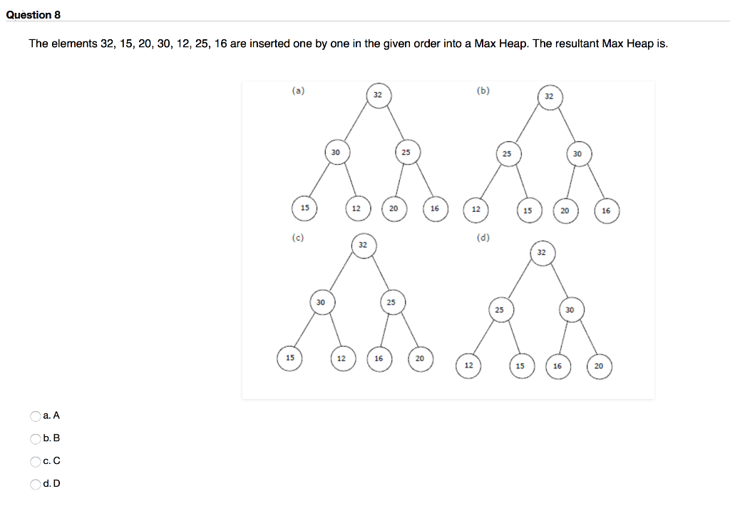 Solved Question 7 A max-heap is a heap where the value of | Chegg.com