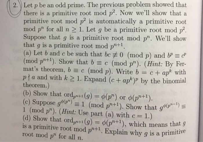 Solved Let p be an odd prime. The previous problem showed | Chegg.com
