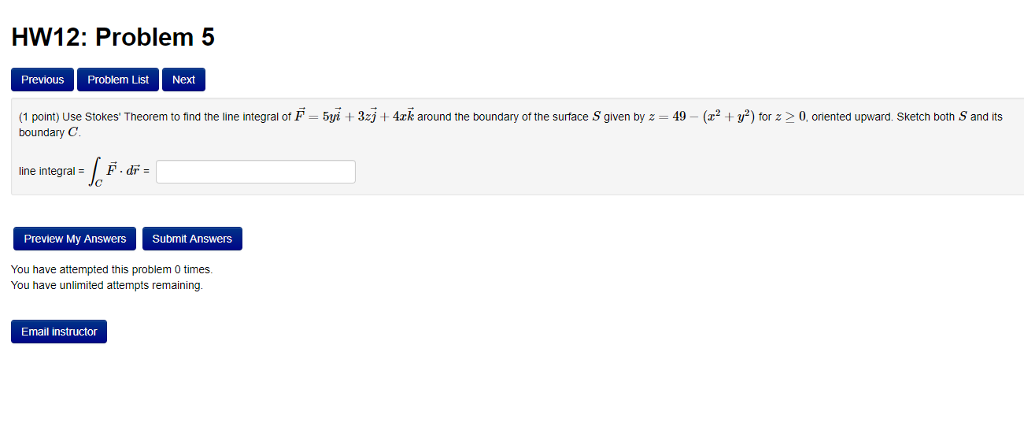 Solved HW12: Problem 5 Previous Problem ListNext 1 point) | Chegg.com
