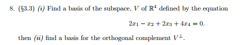 Solved Linear Algebra: Find the basis of the subspace of a | Chegg.com