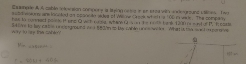 Solved Example A A cable television compan is laying cable | Chegg.com
