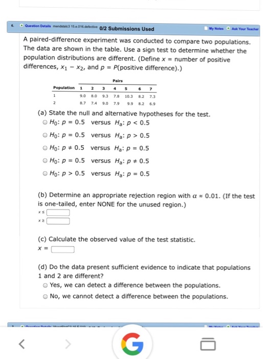 Solved A paired-difference experiment was conducted to | Chegg.com