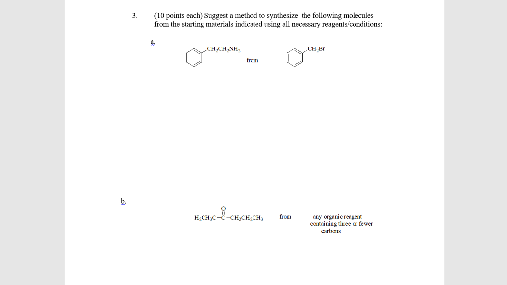 Solved (10 points each) Suggest a method to synthesize the | Chegg.com