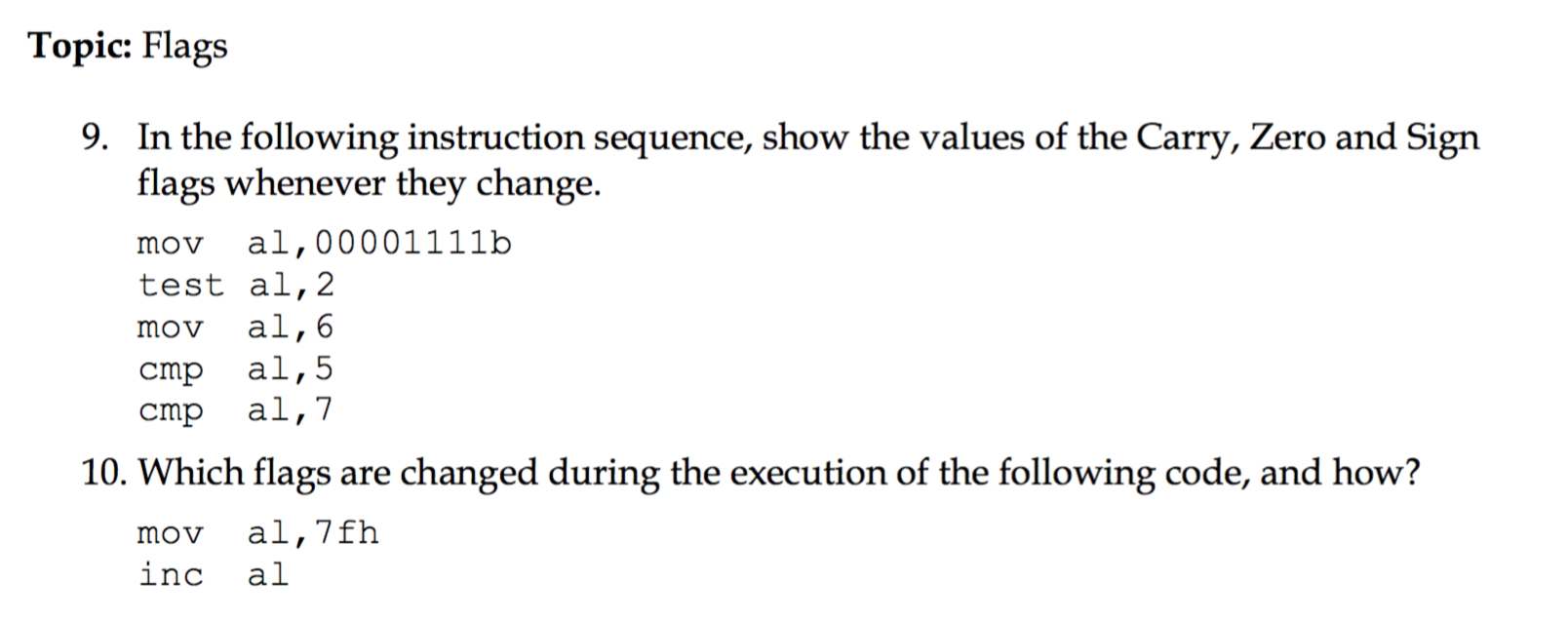 Solved In the following instruction sequence, show the | Chegg.com