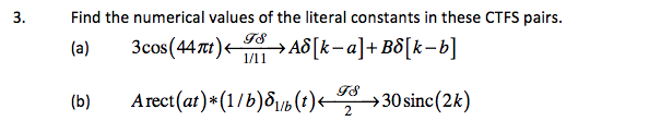Solved 3. Find the numerical values of the literal constants | Chegg.com