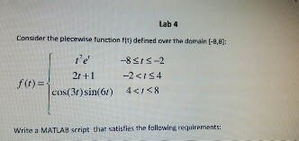Solved Lab 4 Consider the piecewise function fit) defined | Chegg.com