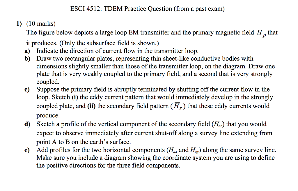 ESCI 4512: TDEM Practice Question (from a past exam | Chegg.com