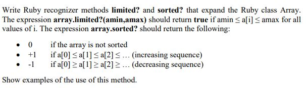 Solved Write Ruby Recognizer Methods Limited And Sorted