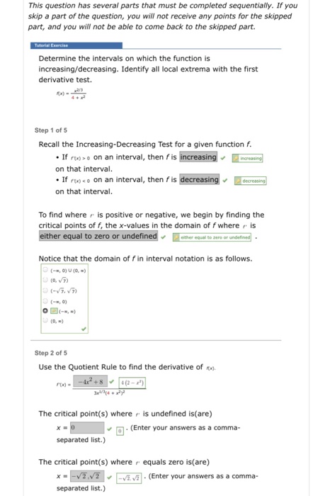 Solved Step 3 of 5 Use a sign chart or diagram to find the | Chegg.com