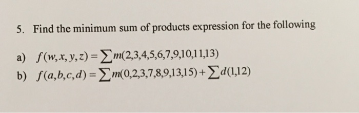 Solved Find the minimum sum of products expression for the | Chegg.com