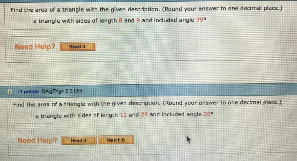Solved Find the area of a triangle with the given | Chegg.com