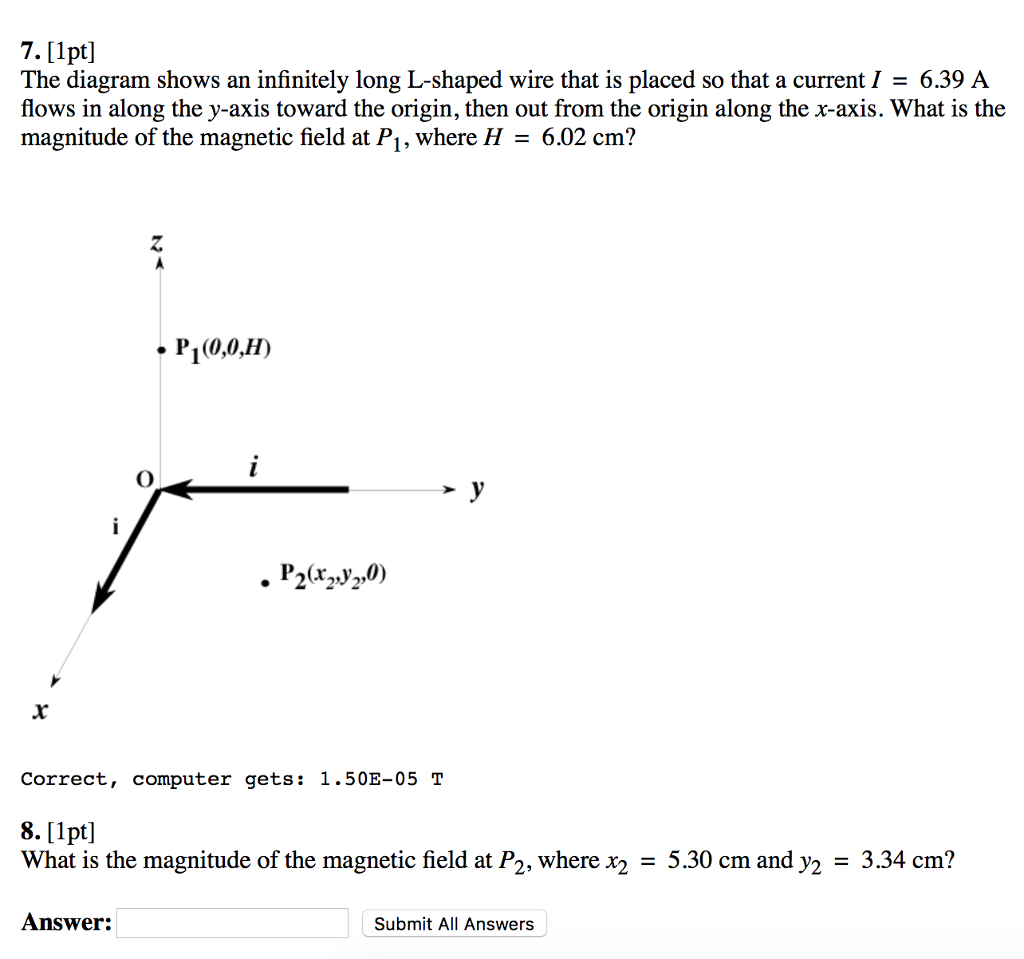 Solved The diagram shows an infinitely long L-shaped wire | Chegg.com