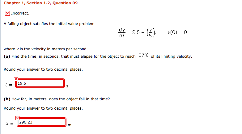Solved A Falling Object Satisfies The Initial Value Problem