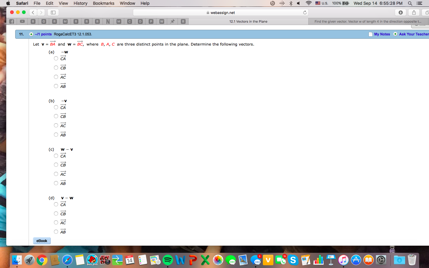 Solved Let v = vector BA and w = vector BC, where B, A, C | Chegg.com
