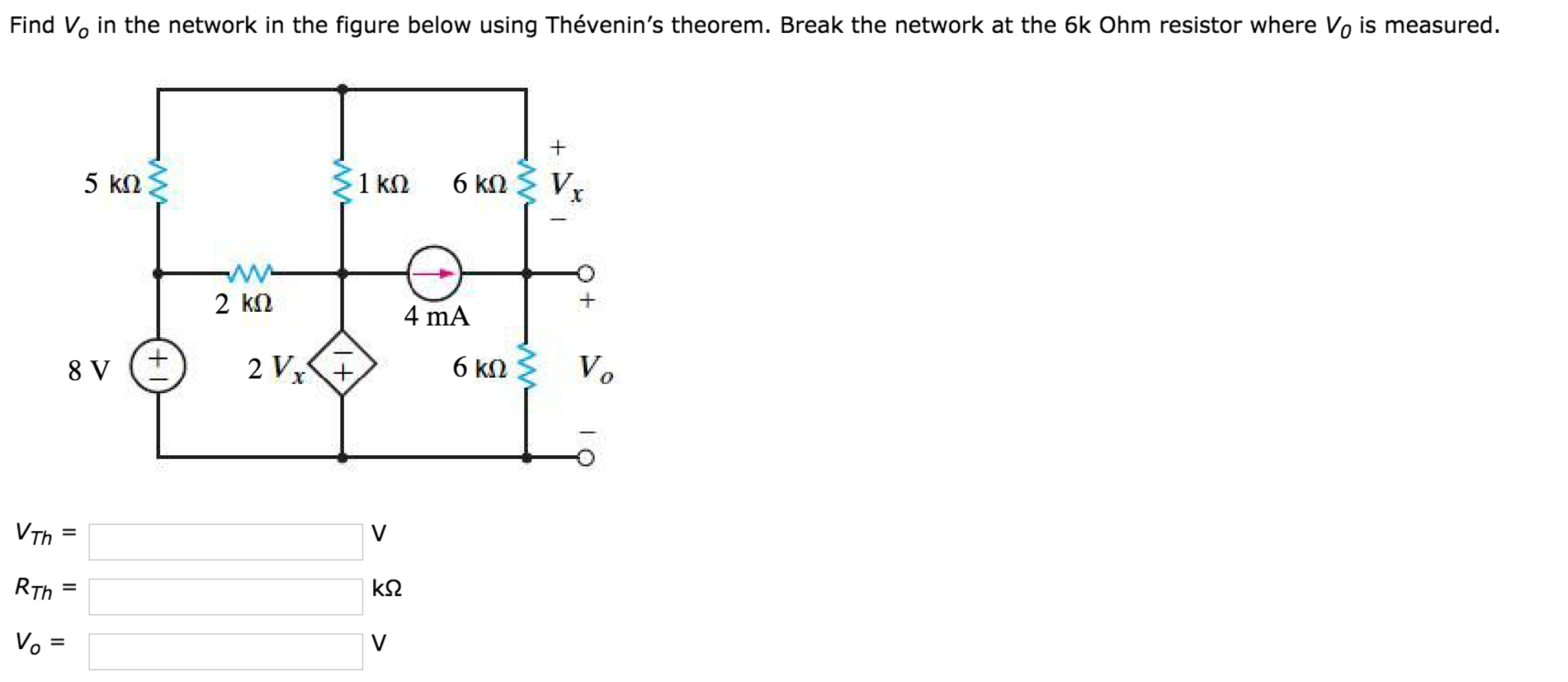 Solved Find V_o in the network in the figure below using | Chegg.com