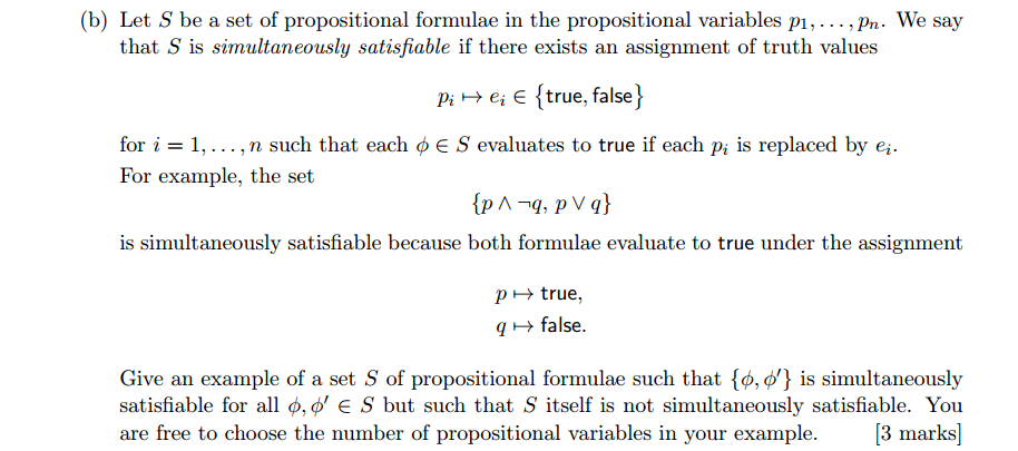 Solved B Let S Be A Set Of Propositional Formulae In The