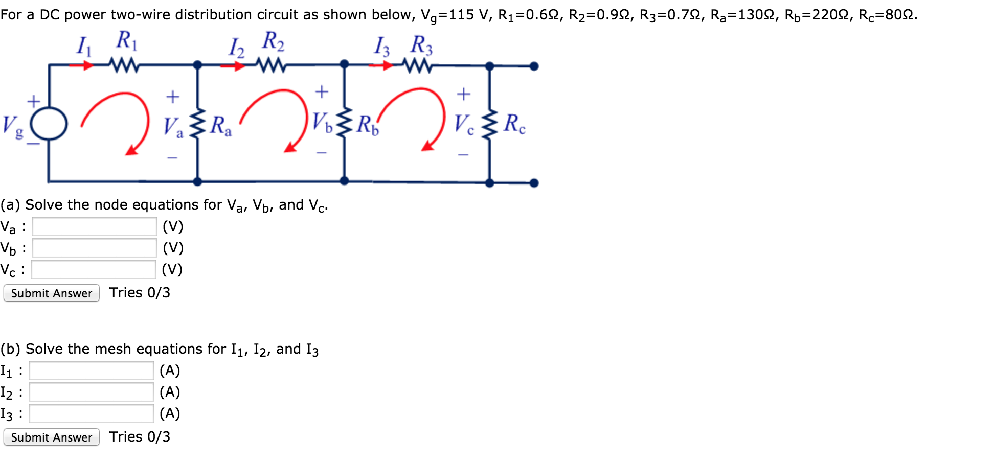 Solved For a DC power two-wire distribution circuit as shown | Chegg.com
