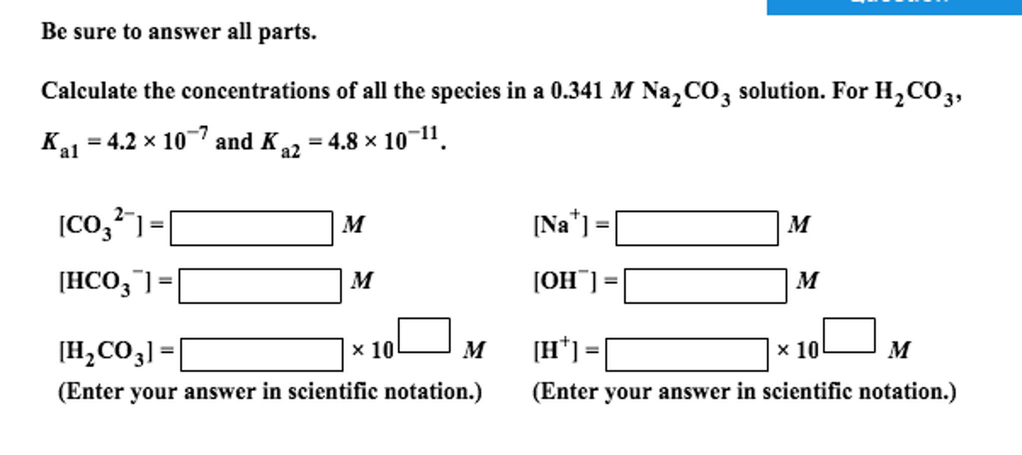 Calculate the concentrations of all the species in a | Chegg.com