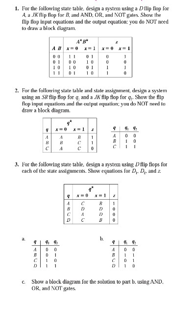 Solved 1. For the following state table, design a system | Chegg.com