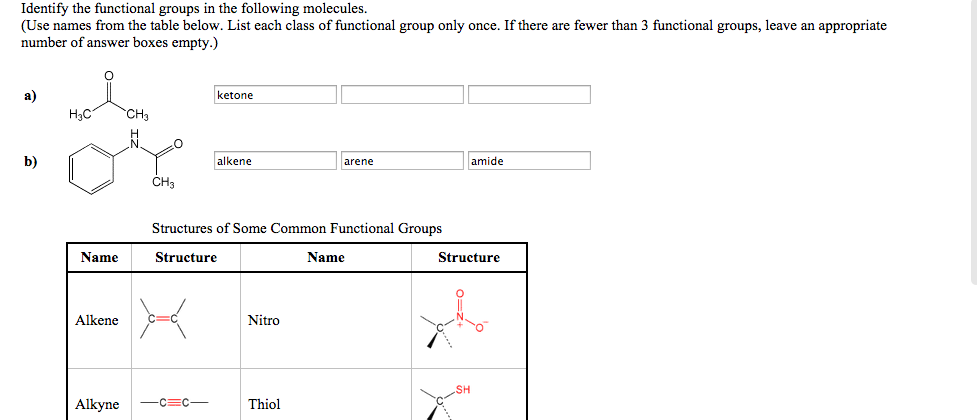 Solved Identify the functional groups in the following | Chegg.com