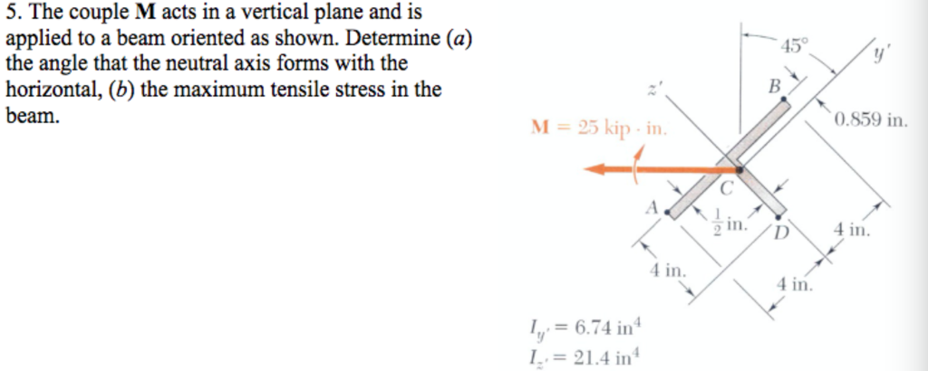 Solved 5. The couple M acts in a vertical plane and is | Chegg.com