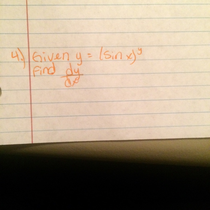 Solved Given y = (sin x)^y Find dy/dx | Chegg.com
