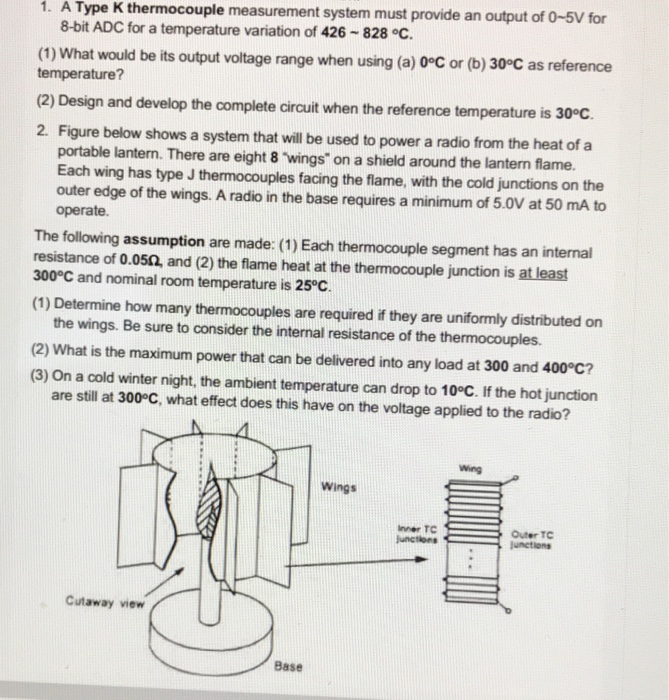 Solved 1. A Type K thermocouple measurement system must | Chegg.com