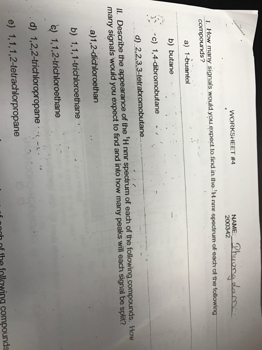 Solved How many signals would you expect to find in the^1H | Chegg.com
