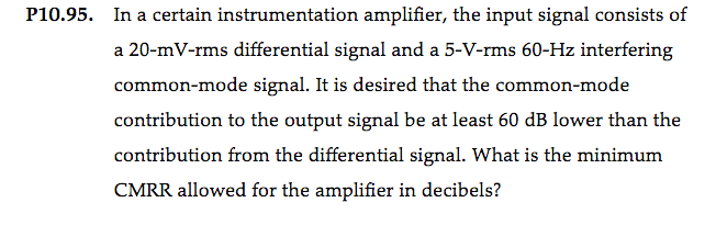 Solved In a certain instrumentation amplifier, the input | Chegg.com