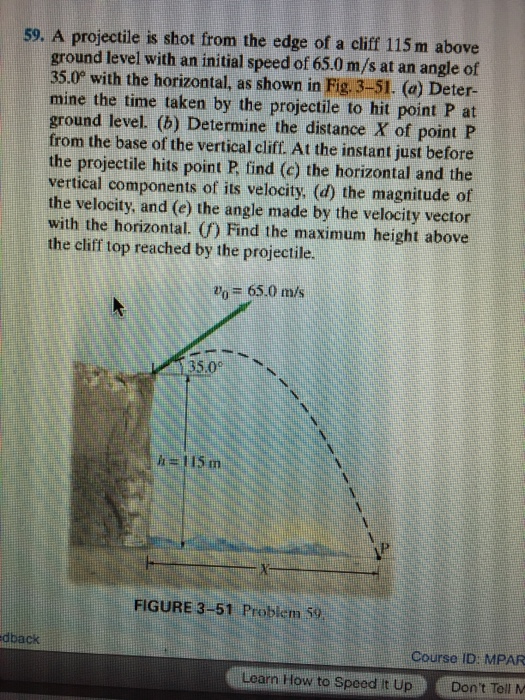 Solved A projectile is shot from the edge of a cliff 115 m | Chegg.com