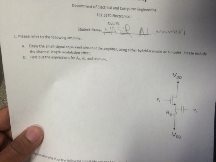 Solved Draw the small-signal equivalent circuit of the | Chegg.com