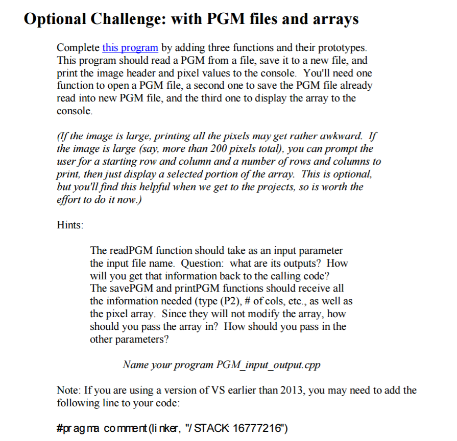 Optional Challenge With Pgm Files And Arrays 