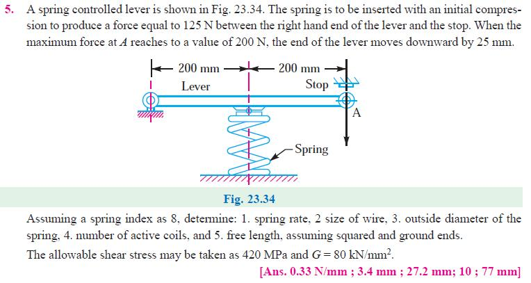 Solved A spring controlled lever is shown in Fig. 23.34. The | Chegg.com