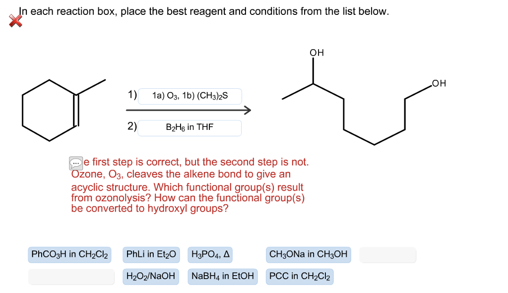 Solved n each reaction box, place the best reagent and | Chegg.com
