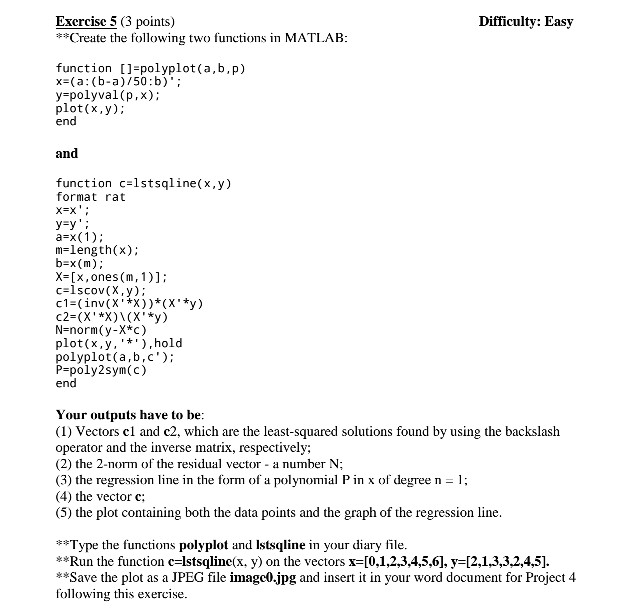 Solved Excrcisc 5 (3 points) Difficulty Easy Create the | Chegg.com
