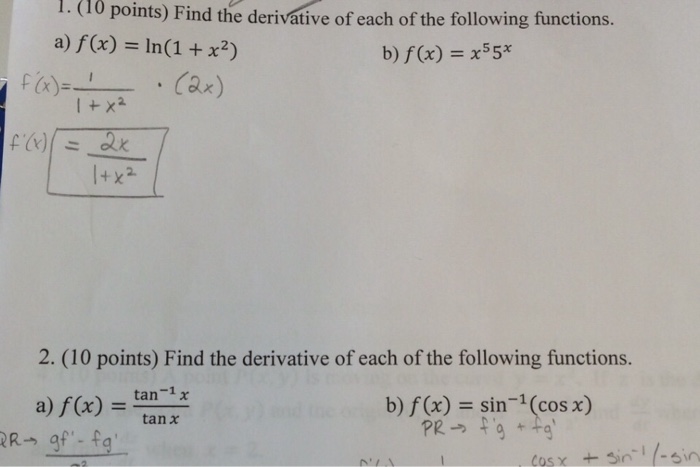 Solved Find the derivative of each of the following | Chegg.com
