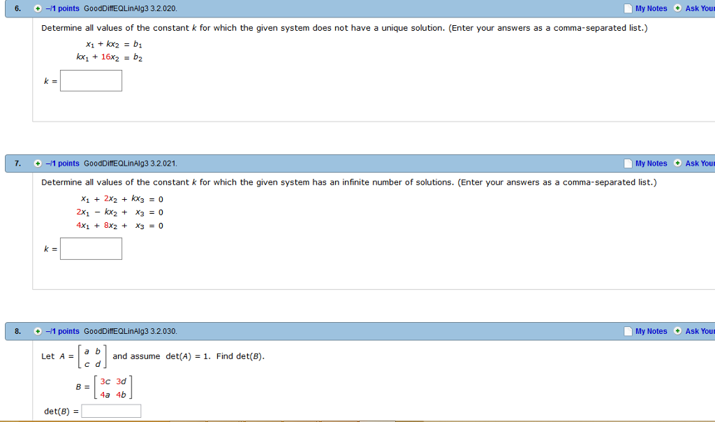 Solved Determine all values of the constant k for which the | Chegg.com