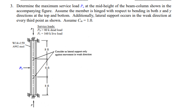 Solved Determine the maximum service load Pu at the | Chegg.com