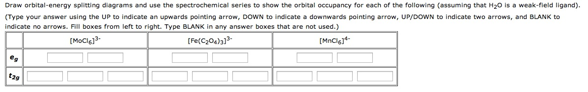 Solved Draw orbital-energy splitting diagrams and use the | Chegg.com