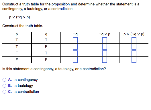 Solved Construct A Truth Table For The Proposition And 